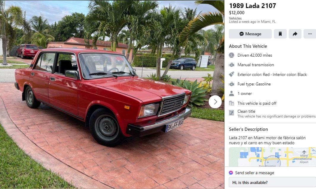 Auto Lada de 1989 a la venta en Miami por $12 mil dólares