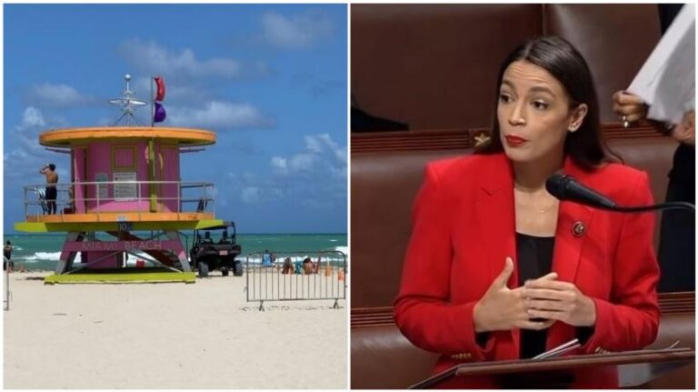 AOC es vista de visita en Miami Beach tomando un cóctel, le llueven las ...